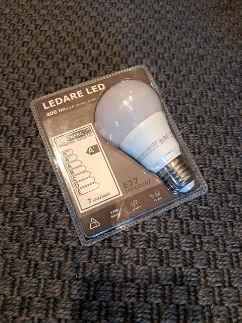 IKEA LEDARE LED weiß Leuchtmittel E27 LED1221G7 400lm Artikel Nr. 102. ...