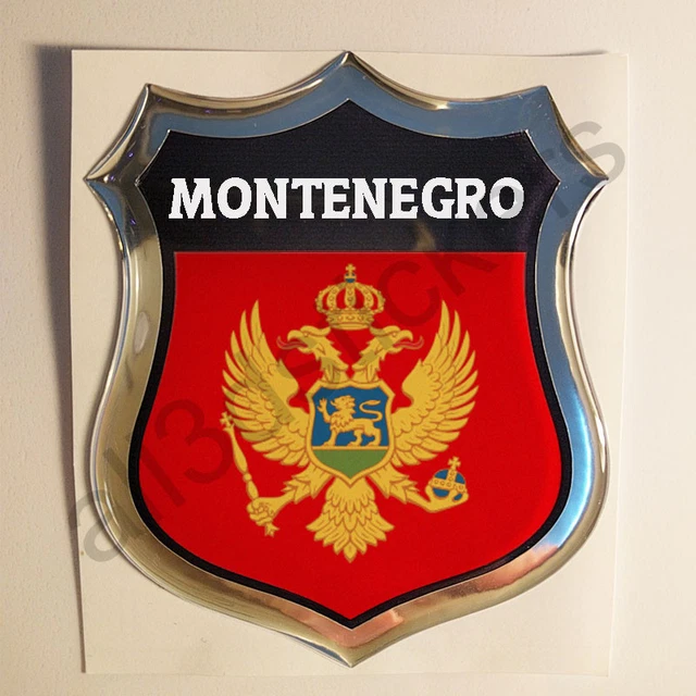 ADESIVI MONTENEGRO SCUDETTO Montenegro 3D Bandiera Resinato Adesivo ...