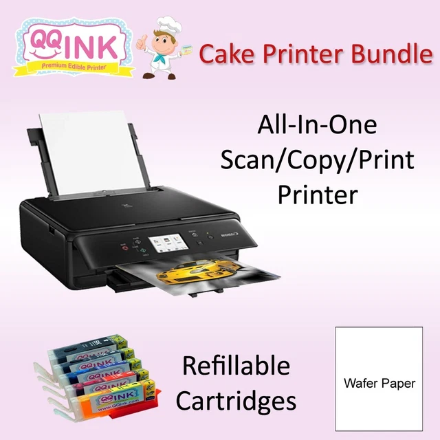 EDIBLE PRINTER BUNDLE Cake Printer Wafer Paper & Refillable Edible ...