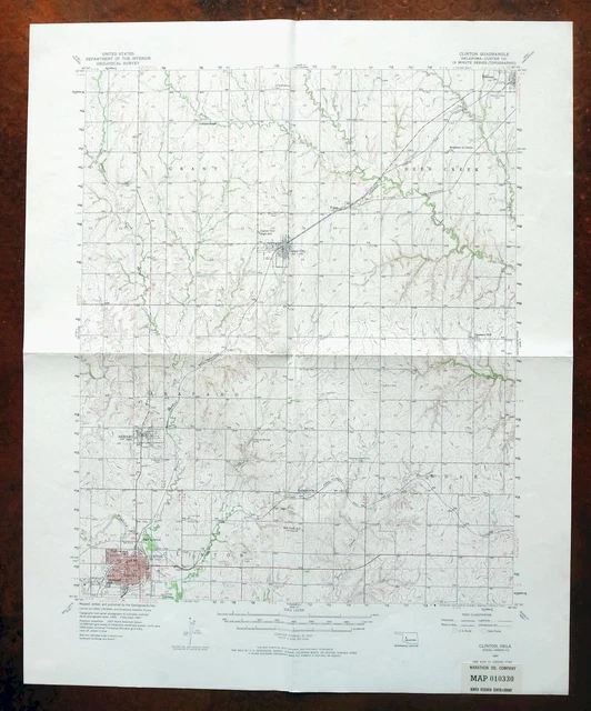 CLINTON OKLAHOMA VINTAGE USGS Topographic Map 1957 Thomas Arapaho 15 ...