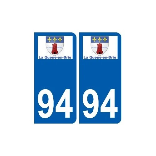 94 LA QUEUE-EN-BRIE logo autocollant sticker plaque immatriculation ...