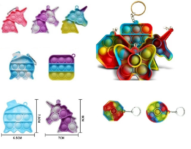 MINI POP PUSH It Bubble Sensory Fidget Kids Toy Key Chain Special Needs ...