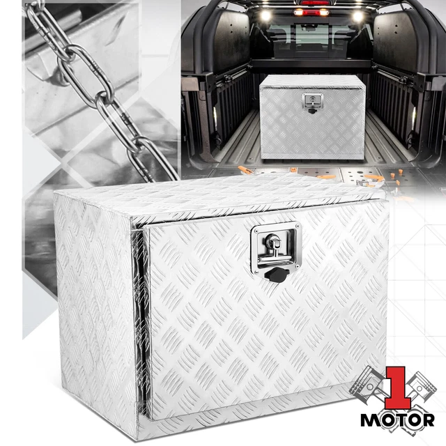 SILVER HEAVY DUTY Aluminum Lockable Tool Box Pickup Truck Bed Storage w ...
