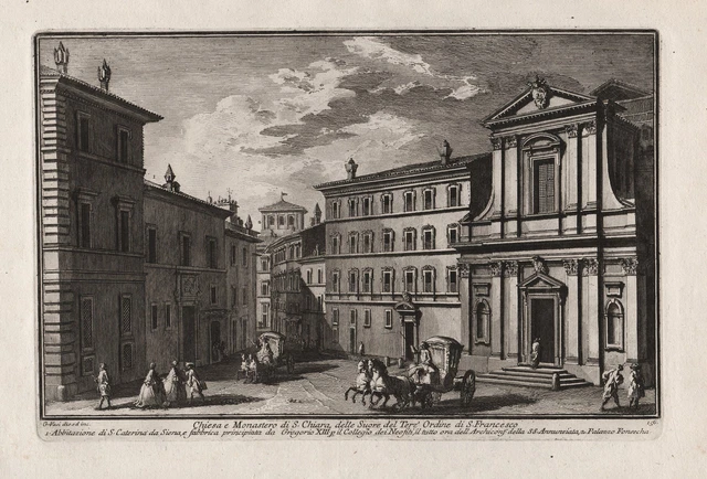 GIUSEPPE VASI CHIESA Di Santa Chiara Rome Roma ROM Incisione Engraving ...