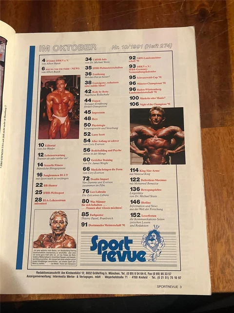 SPORT REVUE BODYBUILDING muscle magazine JEAN-CLAUDE VAN DAMME & CORY ...