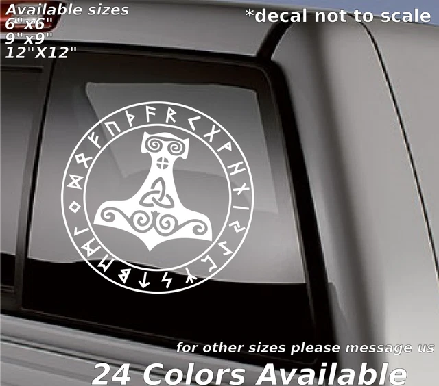 THORS HAMMER MJOLNIR symbol Asatru rune custom decal sticker glass ...