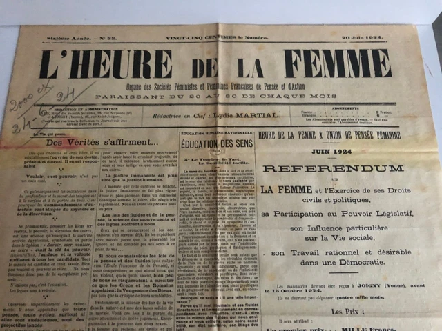 JOURNAL PÉRIODIQUE MENSUEL pensée féministe L'HEURE DE LA FEMME N 55 ...