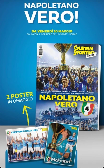 RIVISTA GUERIN SPORTIVO Extra Maggio 2025 4º Scudetto Napoli + 2 POSTER ...