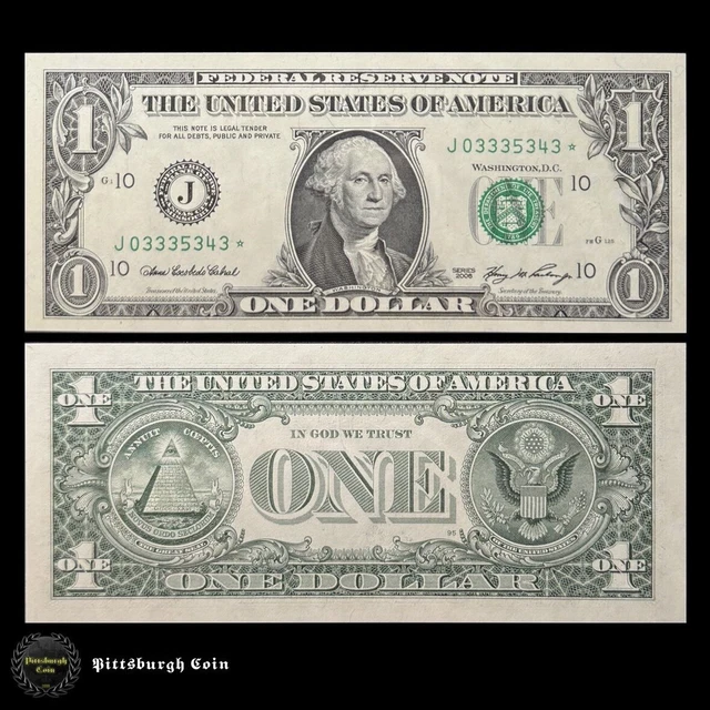 2006 $1 ONE Dollar Bill Star Note Replacement Note FR 1933-J* CRISP UNC ...