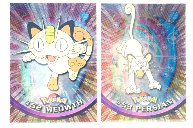 POKEMON HOLO TEXTURE Meowth & Persian (Topps Blue, 1999) #52 #53 TV ...