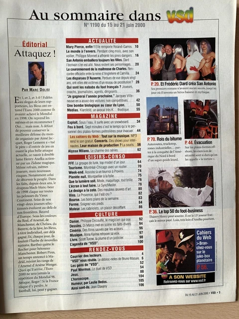VSD MAGAZINE 15/06/2000; Mary Pierce/ Frédéric Dard/ Thierry Henry ...