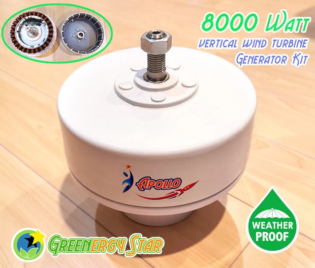 APOLLO VAWT TRUE Power 8000W AC 12V/24V Vertical Axis Wind Turbine ...