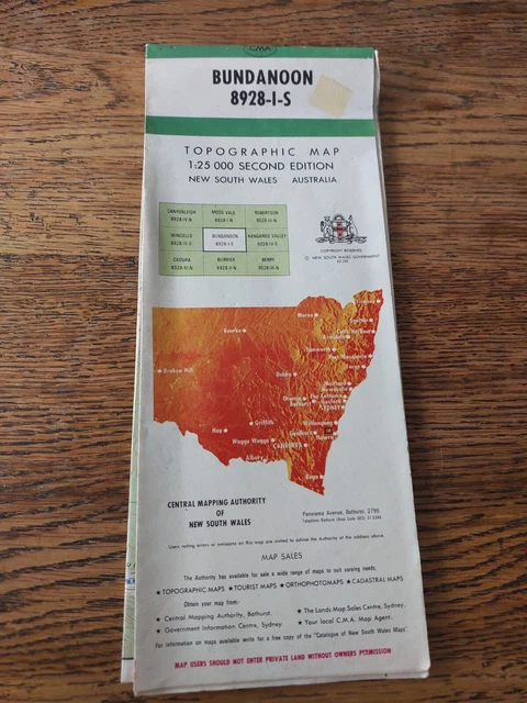 VINTAGE FOLDED CMA Bundanoon and District Tourist Map NSW Second ...