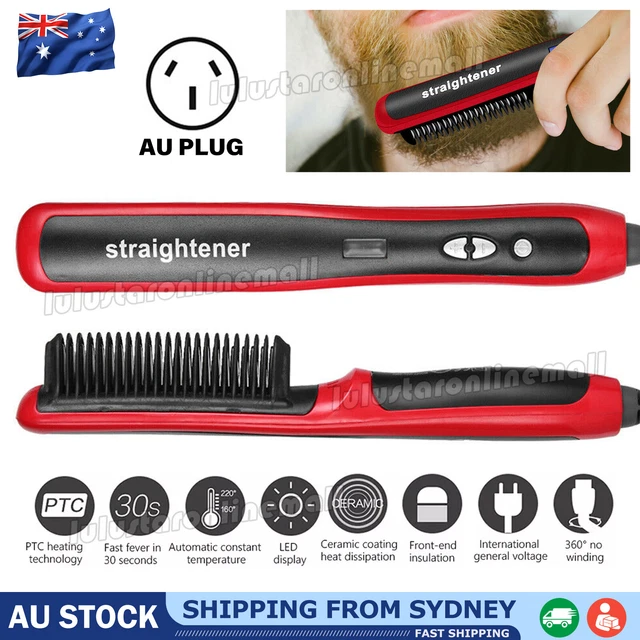 MEN HEATED BEARD Straightener Brush Multifunctional Hair Comb Curling ...