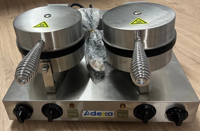 DOUBLE WAFFLE MAKER Commercial Catering Electric Machine Steel FREE ...