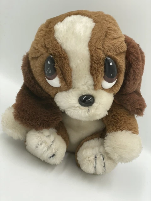 VINTAGE SAD BROWN Puppy Dog Beagle Droopy Eyes Plush Toy Puppy 19 CMS ...