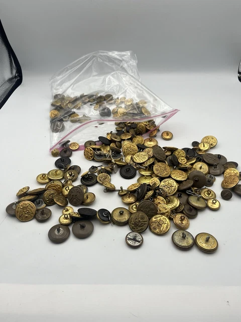 HUGE ORIGINAL WW2 USMC Army Navy BRONZE UNIFORM BUTTON Brass Jacket Lot ...