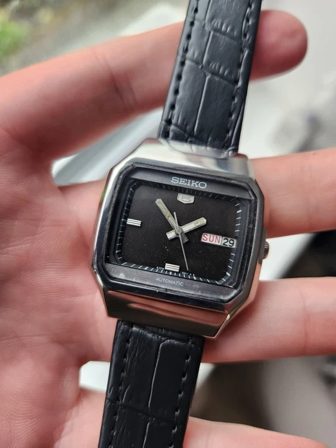 VINTAGE 1982, BLACK, SQUARE, TV DIAL, SEIKO 5 Men's Automatic Watch ...