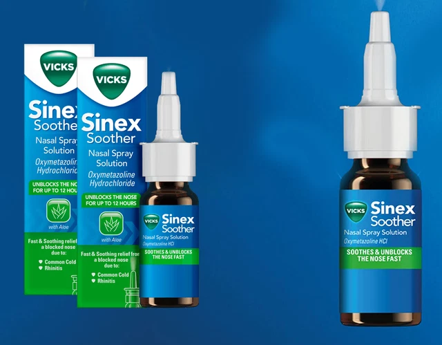 VICKS SINEX SOOTHER Decongestant Nasal Spray For Blocked Nose 15ml-Pack ...