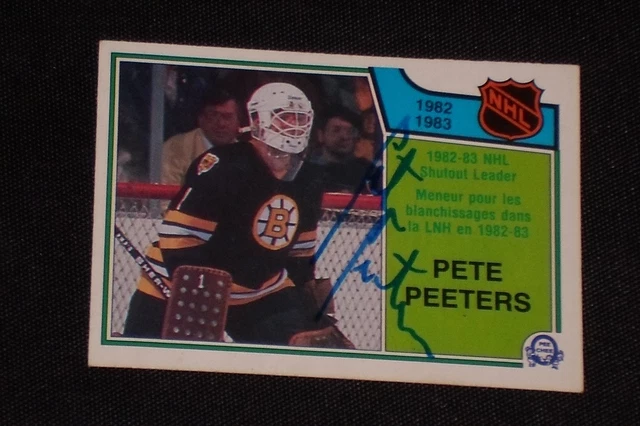CARTE AUTOGRAPHE SIGNÉE Pete Peeters 1983-84 O-Pee-Chee #222 Boston ...