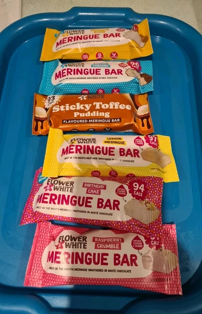 FLOWER & WHITE Meringue Bars x6 Lemon, Raspberry, Caramel, Chocolate ...