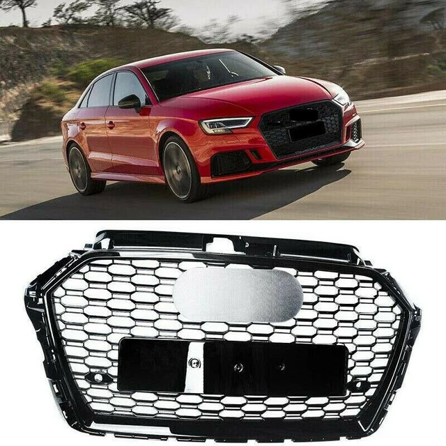 BLACK FRONT HONEYCOMB Grille For 2017-2019 Audi A3 S3 8V Grille Updated To RS3 £169.99 - PicClick UK