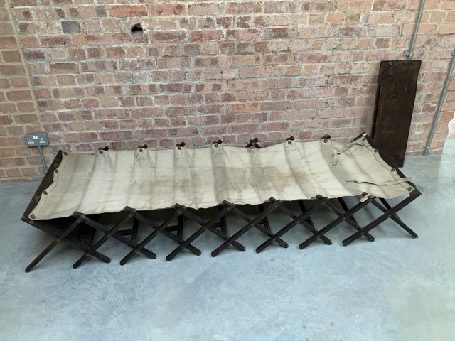 VINTAGE WWII MILITARY Campaign Folding Bed with Original Canvas ...