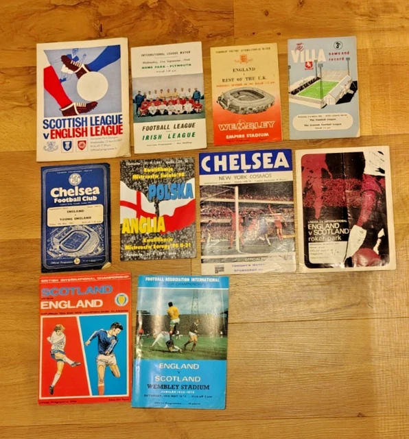 JOB LOT OF 10 international football programmes mostly 1960s and 1970s ...