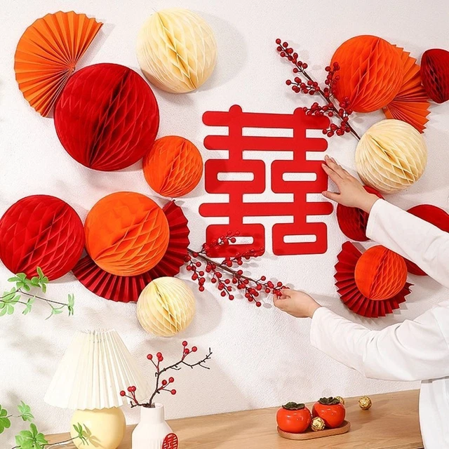 PAPER POM POMS Honeycomb Balls Chinese Paper Lantern Birthday Wedding ...