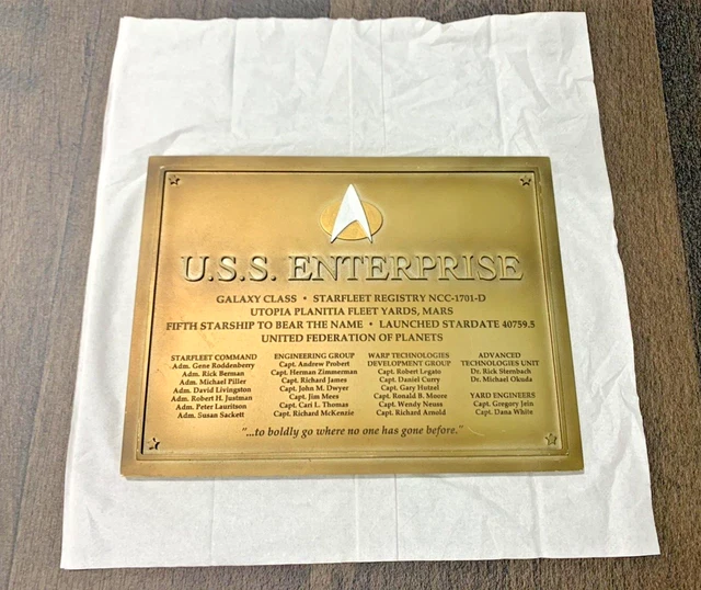 STAR TREK RESIN Dedication Plaque Uss Enterprise Ncc-1701-D Galaxy ...