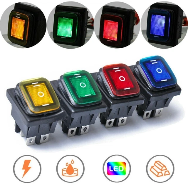 LONG LASTING 12V CarBoat LED Light Rocker Toggle Switch OnOffOn ...