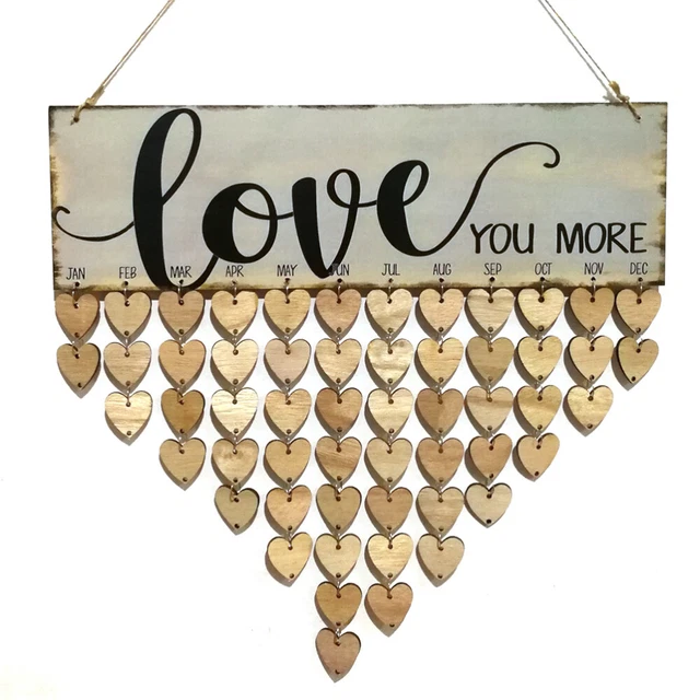 POPPA GIFTS HANGING Calendar Wooden Words Creative Crafts Ornament for ...