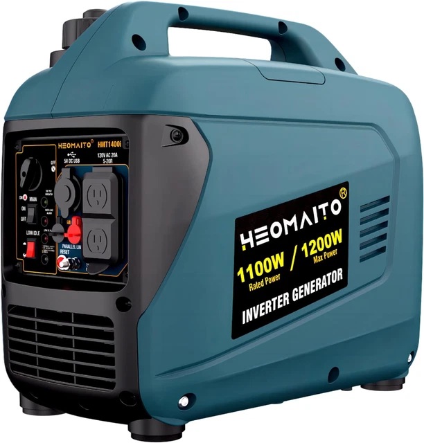 PORTABLE INVERTER GENERATOR 1200W Ultra Quiet Gas Powered with CO ...