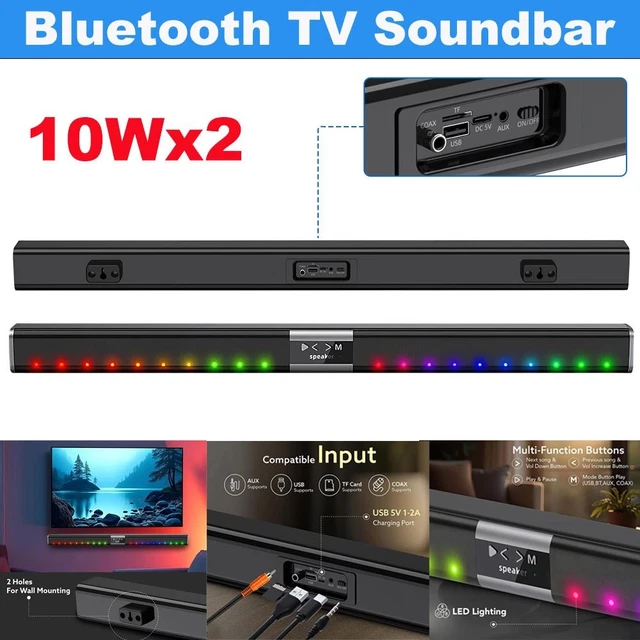 RGB SOUND BAR 32" Bluetooth Speaker Surround Home Theater AUX For ...