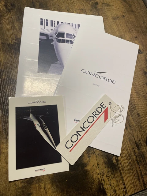 CONCORDE BUNDLE BOOKLET Luggage Tag, Photo And Menu British Airways ...