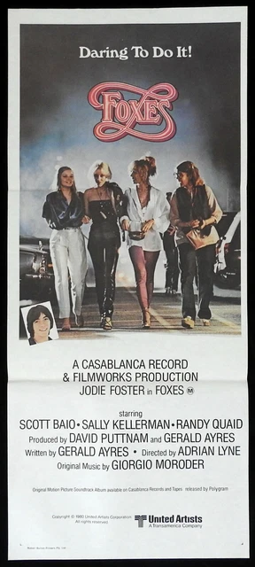 FOXES ORIGINAL DAYBILL Movie poster Scott Baio Jodie Foster Cherie ...