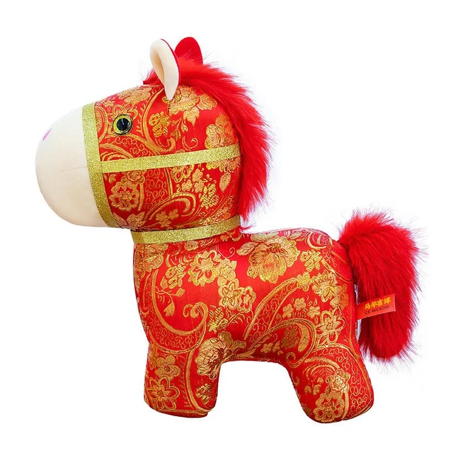 TRADITIONAL CHINESE NEW Year Red Horse Plush Toy With Pp Cotton Fill ...