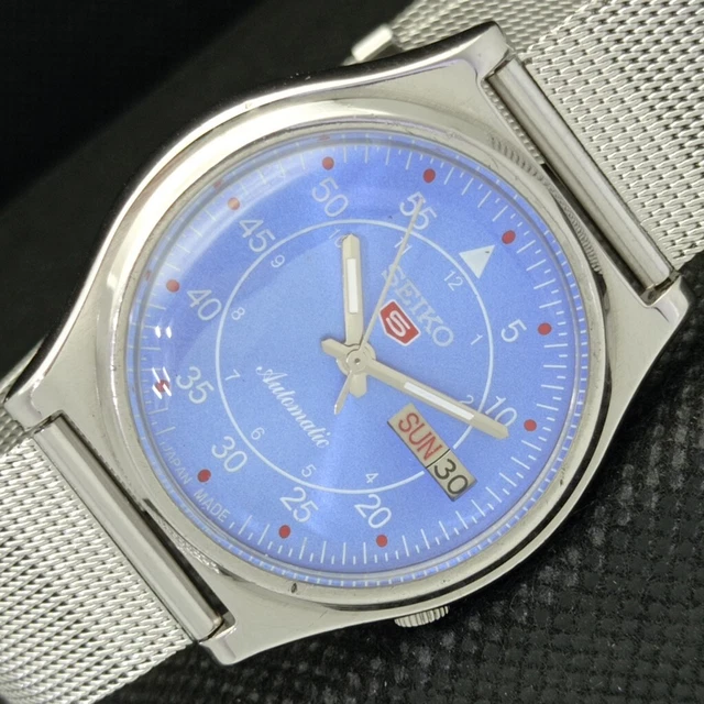OLD SEIKO 5 AUTOMATIC 7009A VINTAGE JAPAN MENS D/D SKY BLUE WATCH 577 ...
