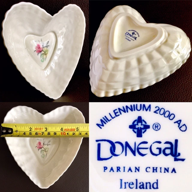 RARE IRISH DONEGAL “Millennium” 2000 AD Parian China 5.5”/14cm Heart ...