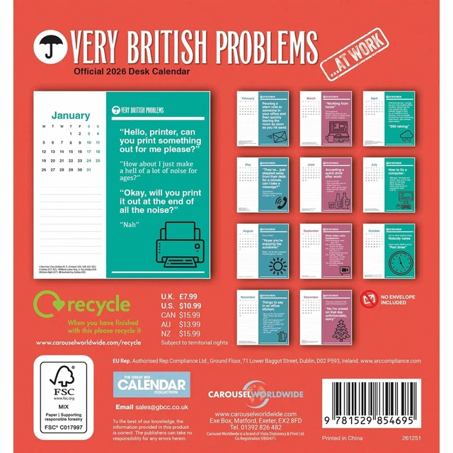 VERY BRITISH PROBLEMS...AT Work Easel Desk Calendar 2026 - Humour £7.78 ...