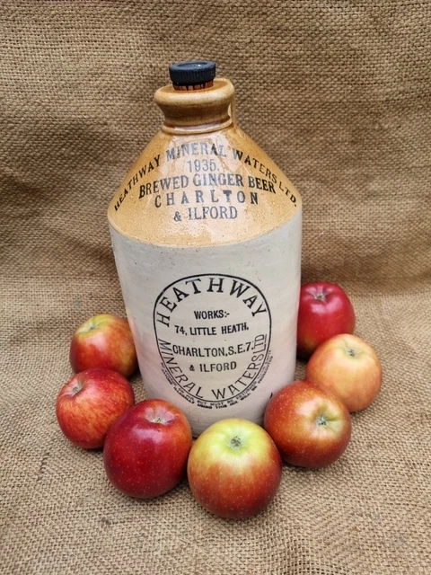 ANTIQUE 1935 HEATHWAY Mineral Waters Charlton & Iford S.E.7 Flagon ...