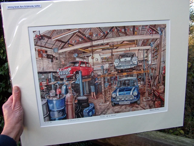 CLASSIC AUSTIN MINI'S - Garage with Coopers - Fine Art Print by Steven ...