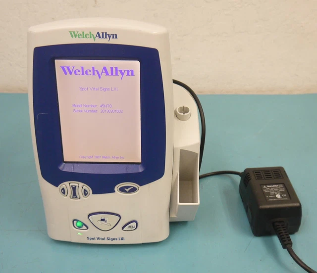 WELCH ALLYN 45NTO Spot Vital Signs LXi Patient Monitor w/ Power Supply ...