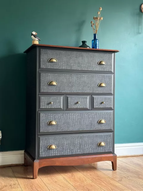 MID CENTURY STAG minstrel tallboy drawers finished vintage black ... MID CENTURY STAG minstrel tallboy drawers finished vintage black ...