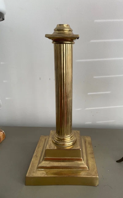 ANTIQUE BRASS OIL lamp base reeded column £21.52 - PicClick UK
