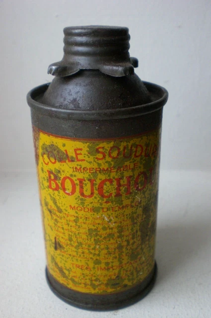 ANCIEN PETIT BIDON de Colle soudure BOUCHOU pour chaussures en cuir ...