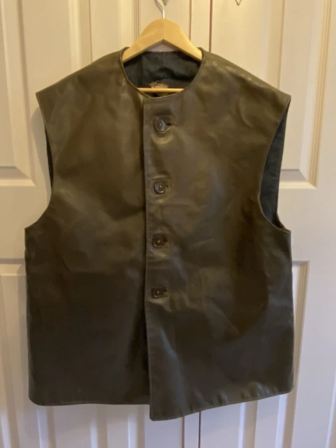 ORIGINAL BRITISH WW2/MILITARY PVC Jerkin Vest 1955 Dark Brown Size ...