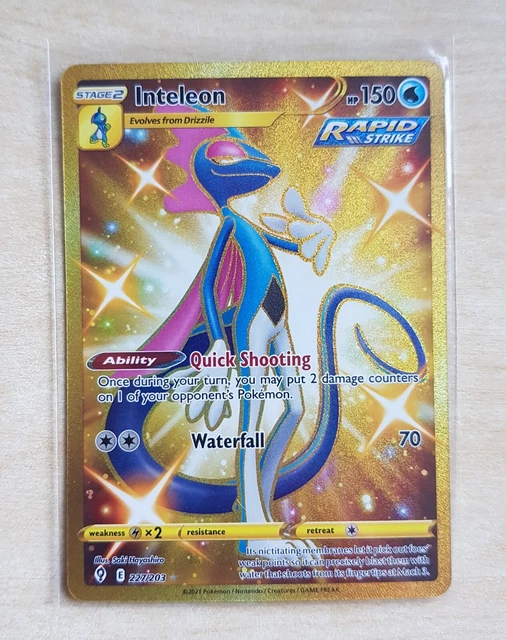 INTELEON 227/203 POKEMON Card - Evolving Skies SECRET RARE GOLD NM ...