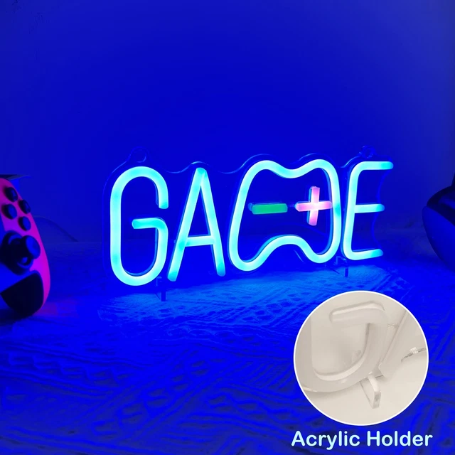 ATTIVOLIFE COOL GAME Shaped Neon Signs, Light up LED Blue Neon Lights ...