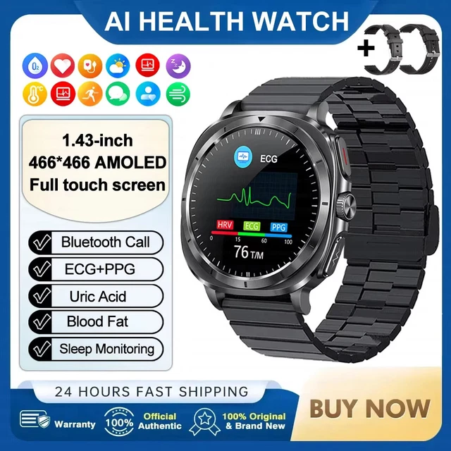 2025 NEW NFC Smart Watch ECG+PPG Health Monitor Heart Rate Uric Acid ...